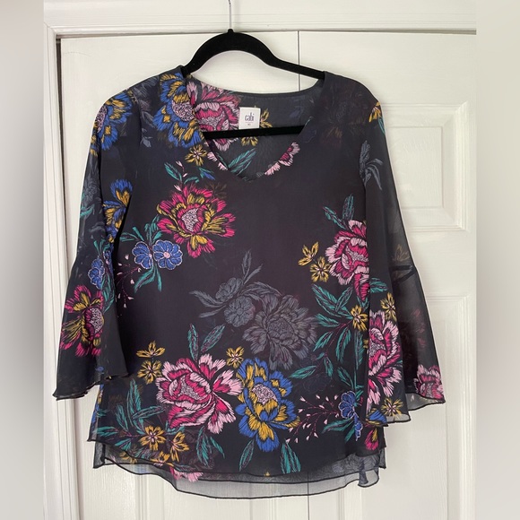 CAbi | Tops | Cabi Tunic Top With Sheer Bell Sleeves Fully Lined In ...